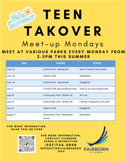 City of Fairborn Parks & Recreation: Teen Takeover